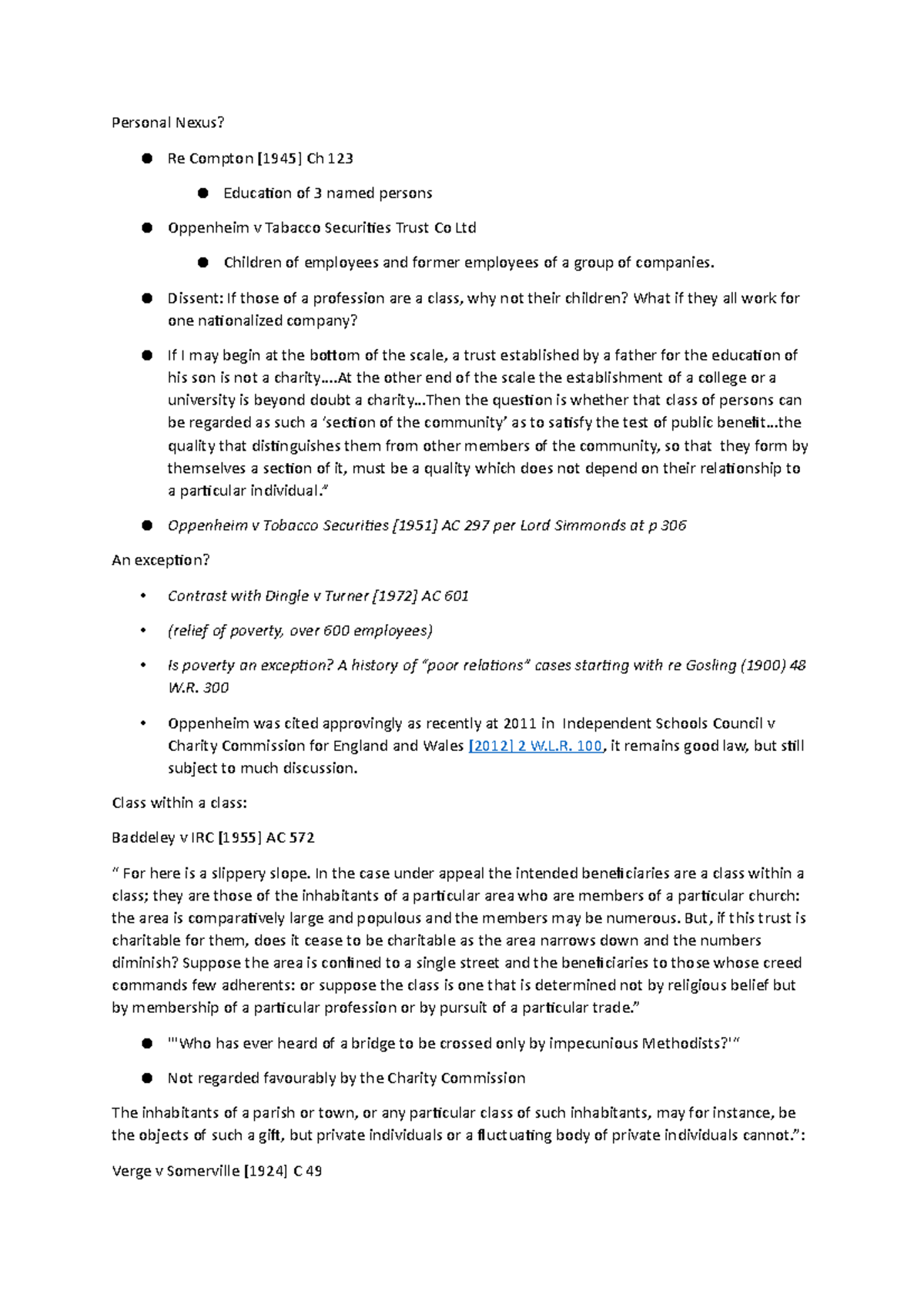 Studocu New Notes 2 - Personal Nexus? Re Compton [1945] Ch 123 ...