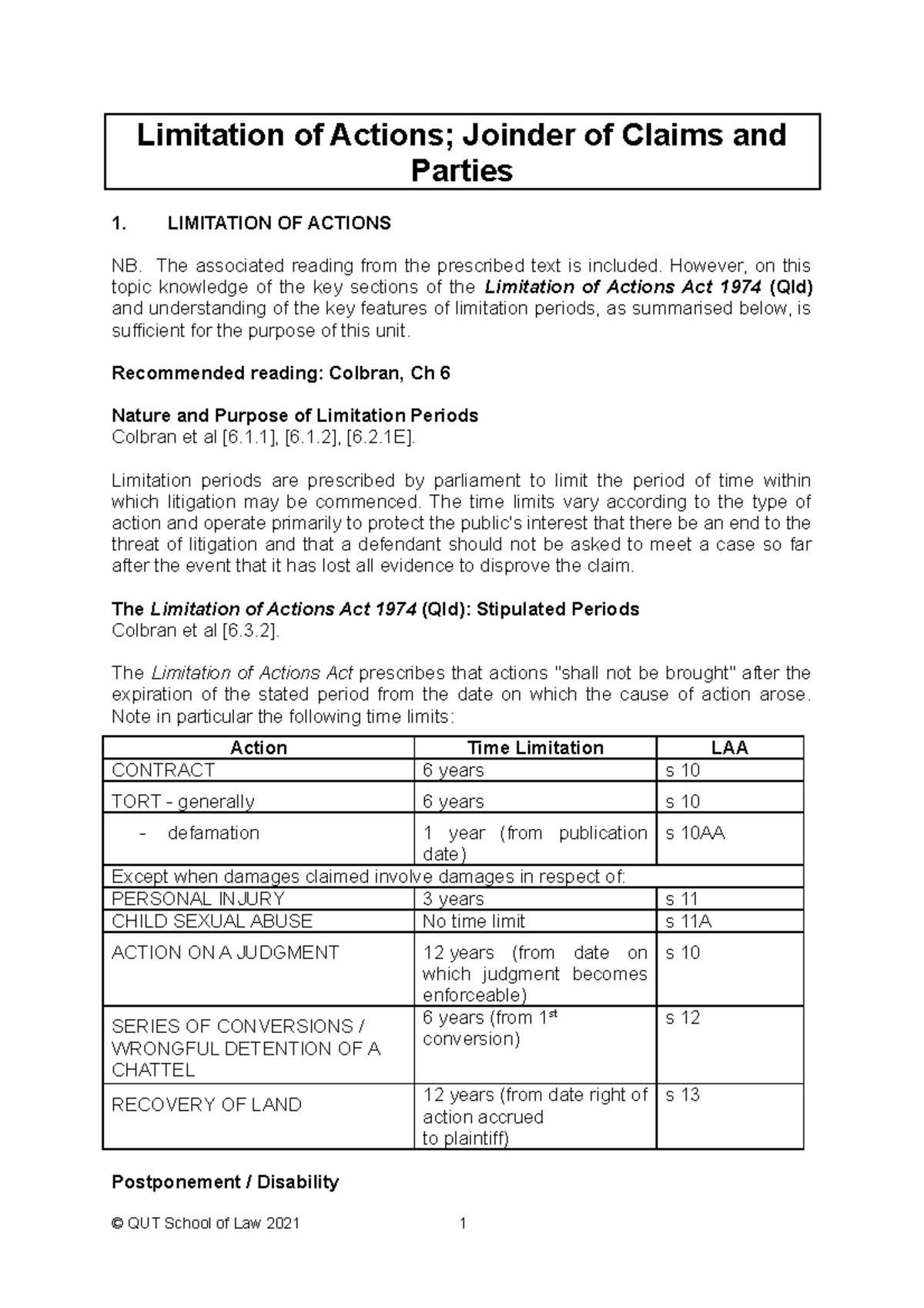 Limitation of Actions - a;lxqfw[kpcg0n 9- 9-rc f j k3f=fj weirln ...
