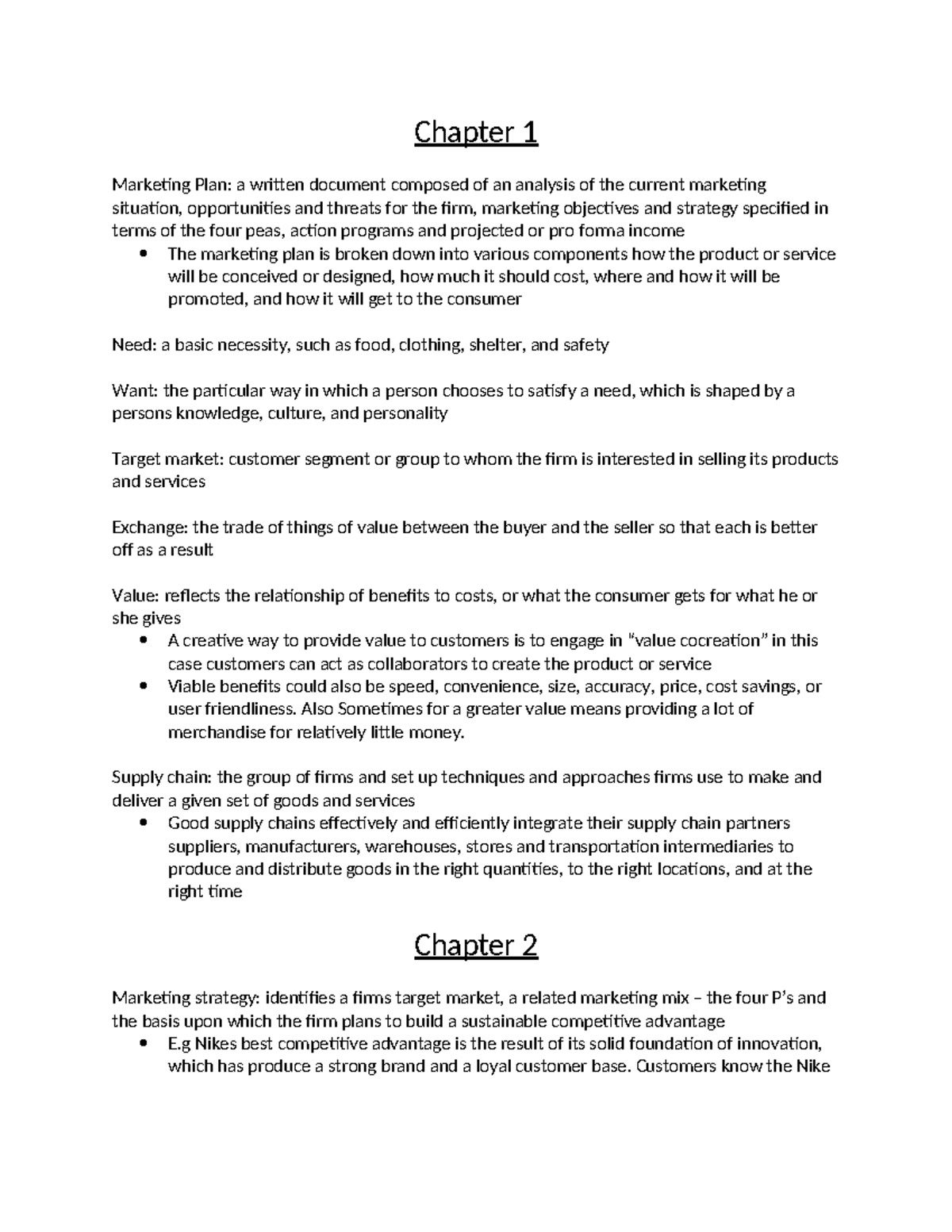 2320 midterm cheat sheet - Chapter 1 Marketing Plan: a written document composed of an analysis ...