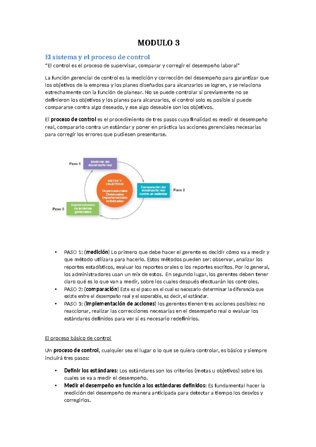 Administracion parcial 2 m3 y m4 - MODULO 3 El sistema y el proceso de control “El control es el ...