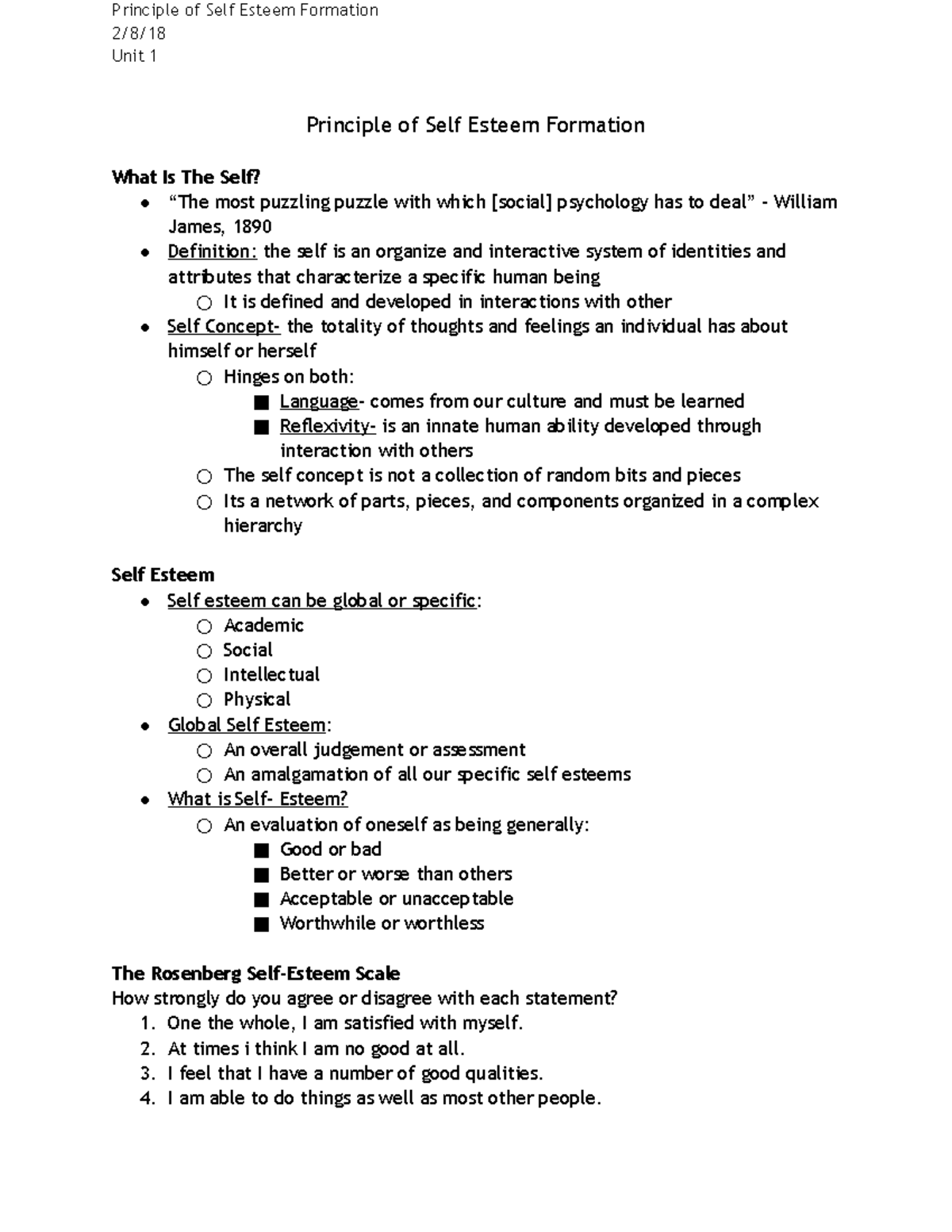 Principle of Self Esteem Formation - Principle of Self Esteem Formation ...