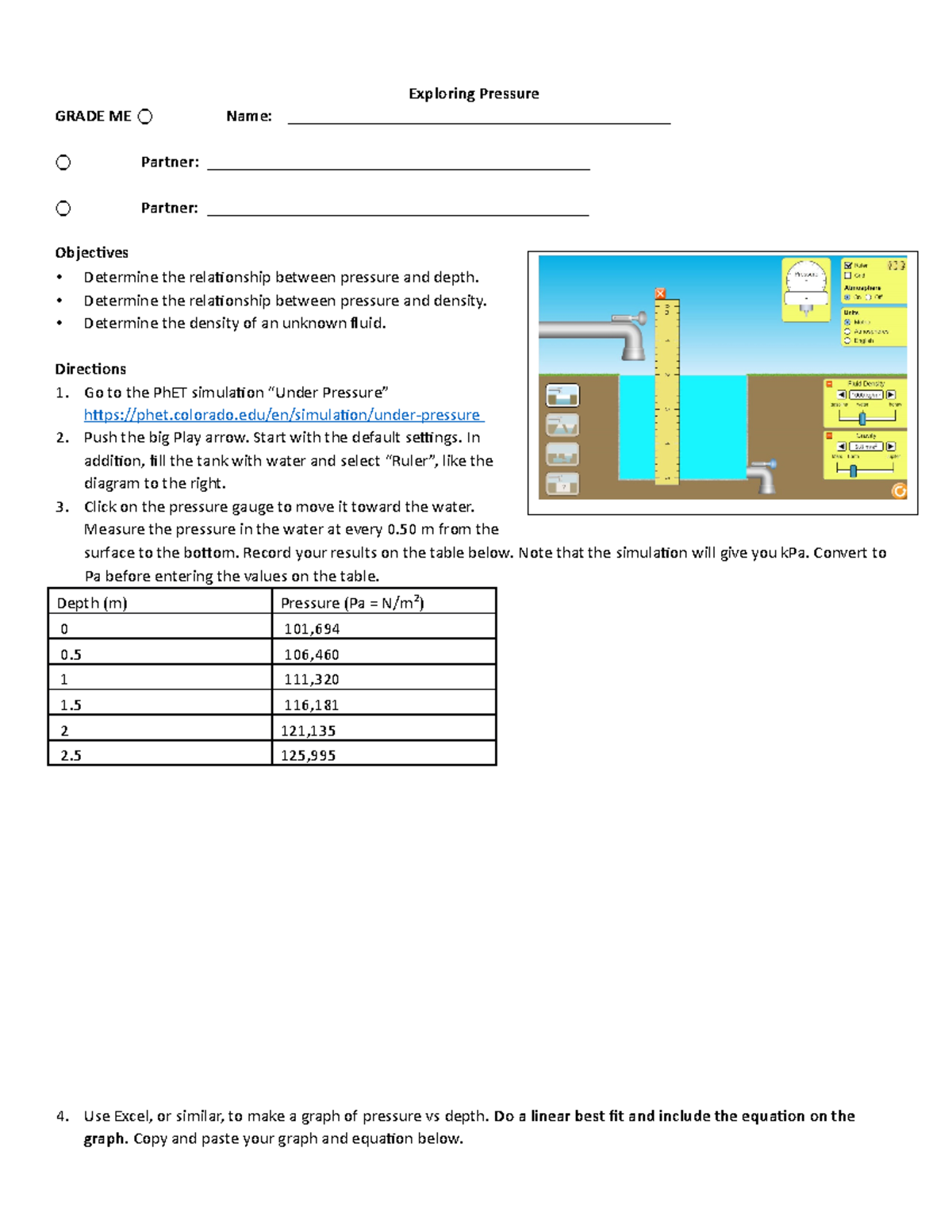 Fluids - Exploring Pressure with Ph ET - Exploring Pressure GRADE ME ⃝ ...