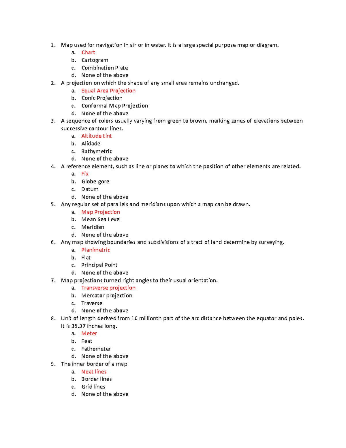 Cartography-questions - Map used for navigation in air or in water. It ...