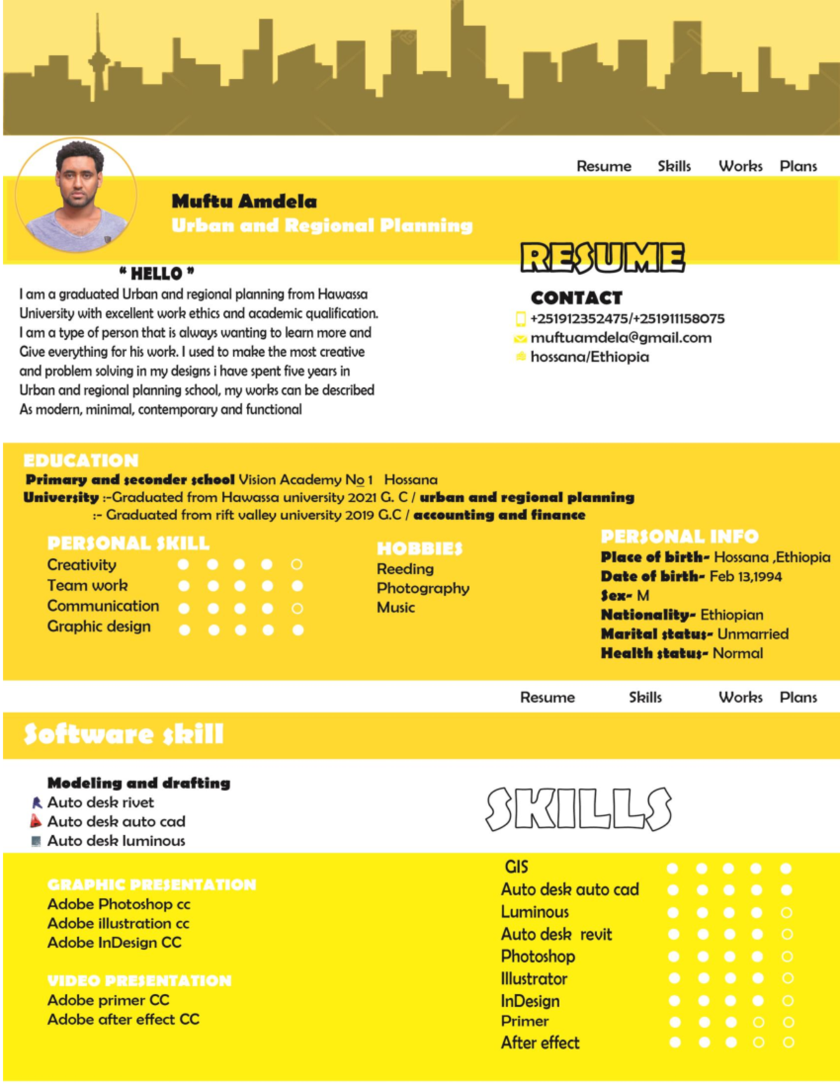Urban cv doc - i want to research - Resume Skills Works Plans Muftu Amdela Urban and Regional ...