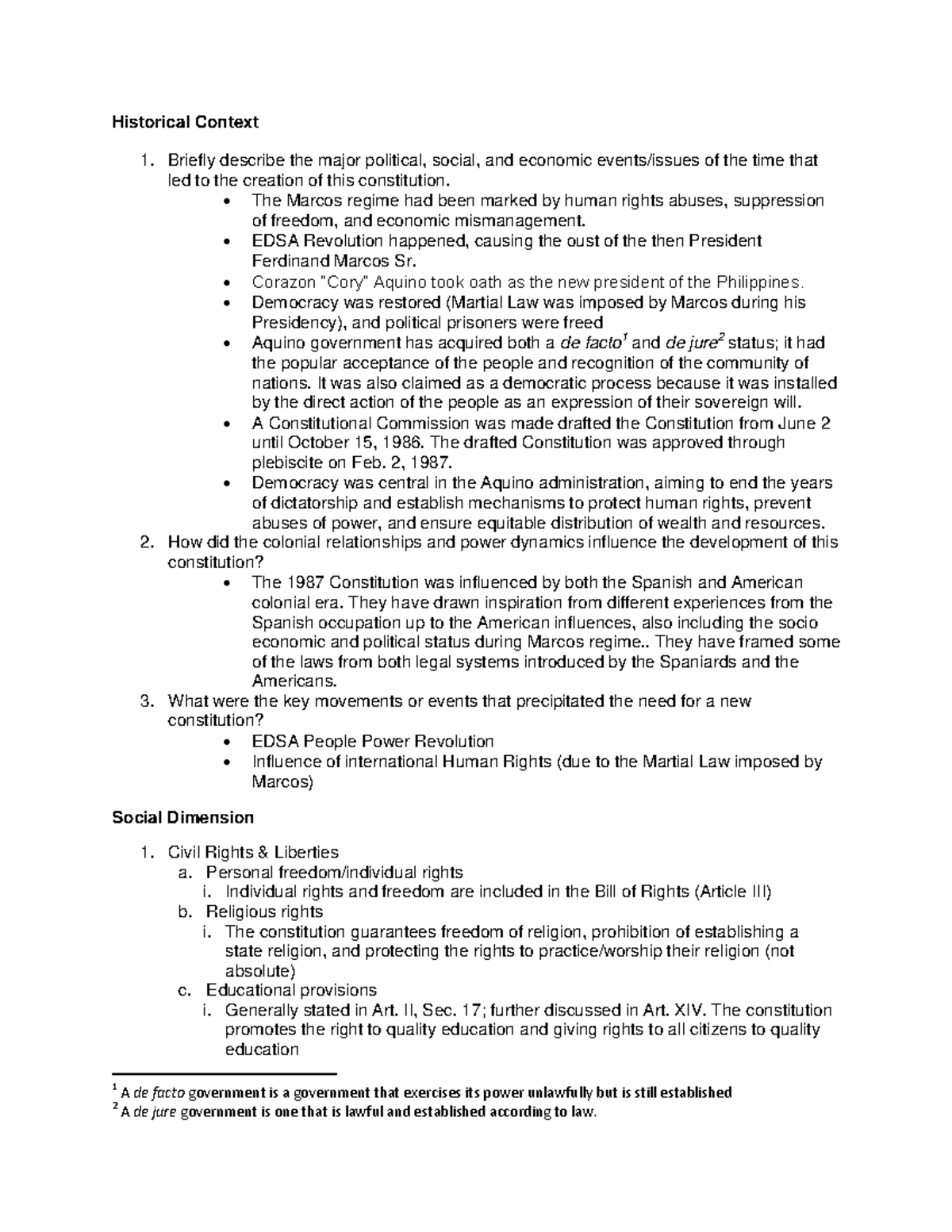 Constitutional analysis 1987 Consitution - Historical Context Briefly ...