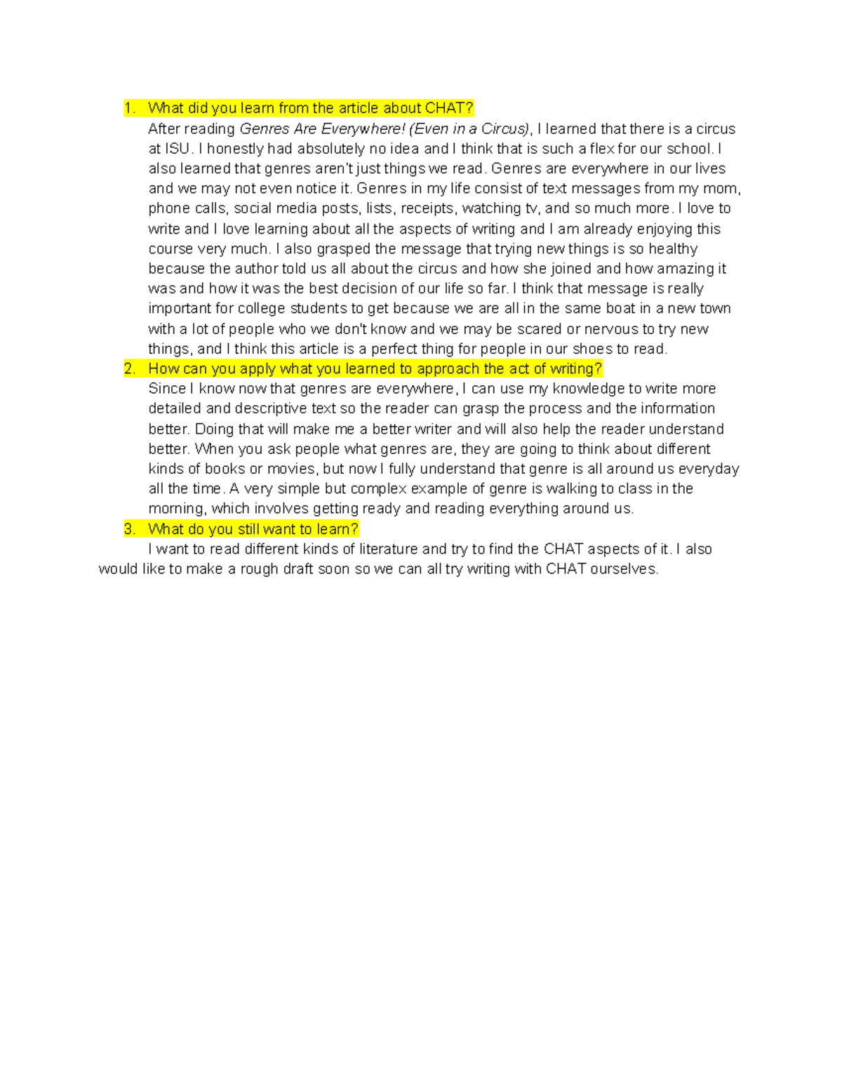 Reading Response Week 2 - What did you learn from the article about ...