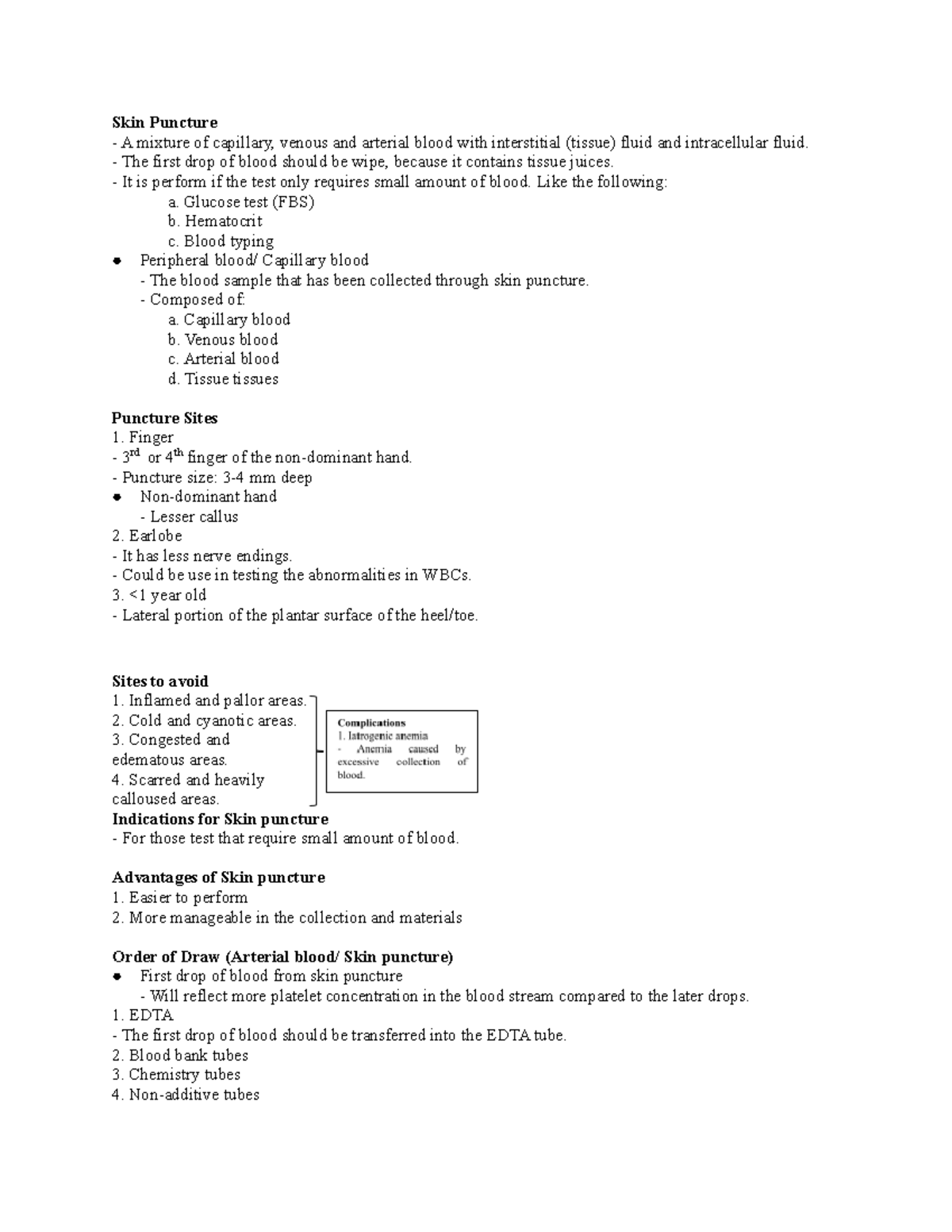 Skin Puncture - Skin Puncture A mixture of capillary, venous and ...