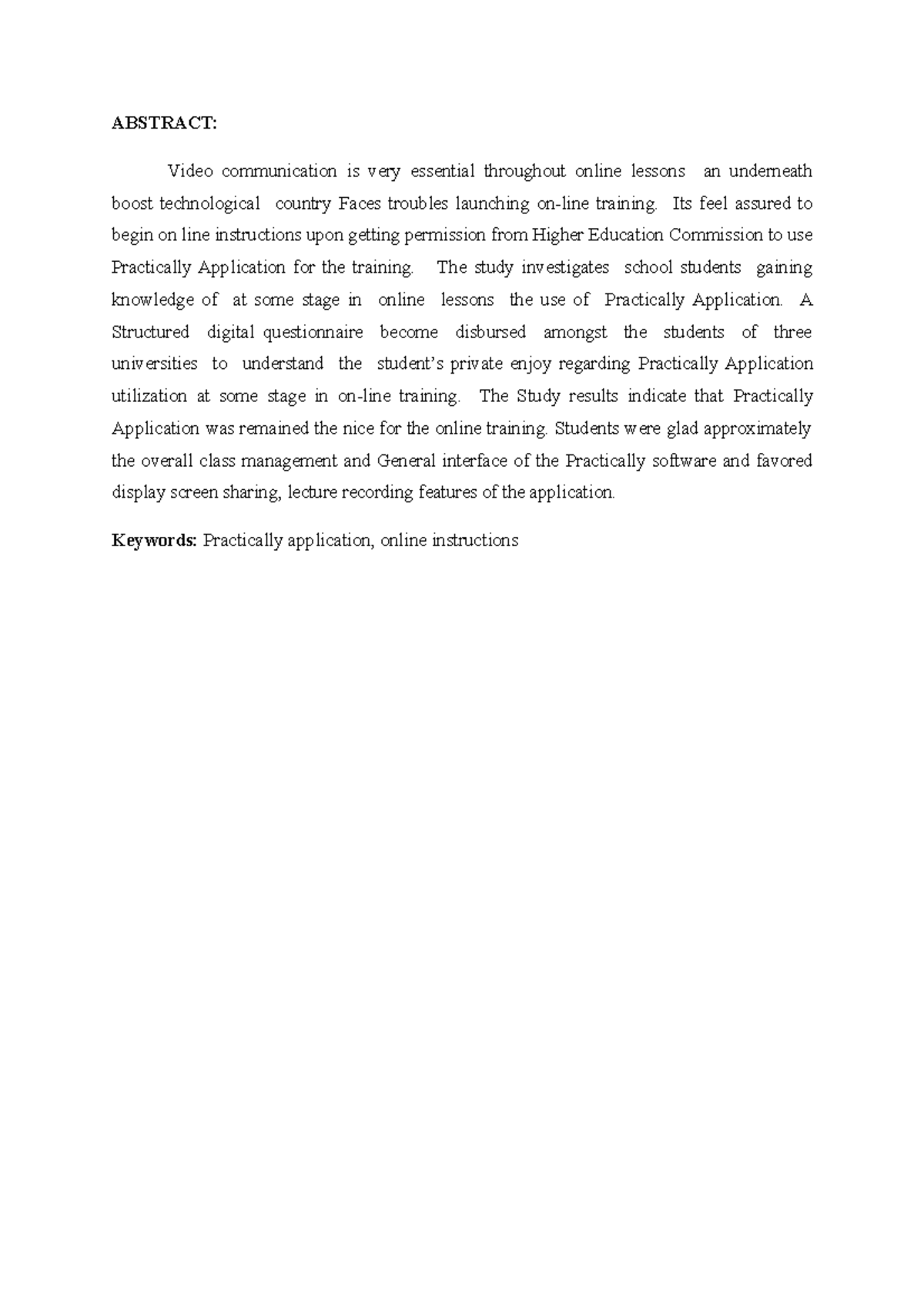 Abstract parctically app - ABSTRACT: Video communication is very ...