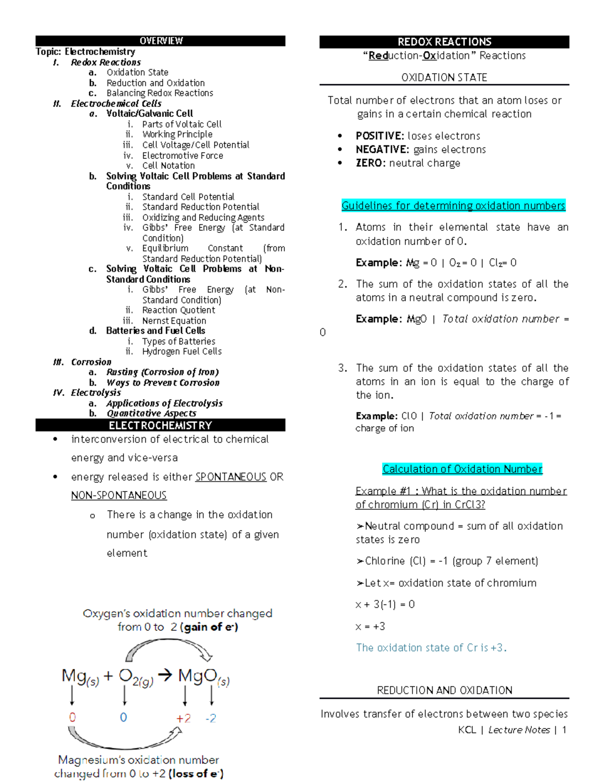 Chem Lecnotes - Electrochemistry: Redox Reactions, Electrochemical ...
