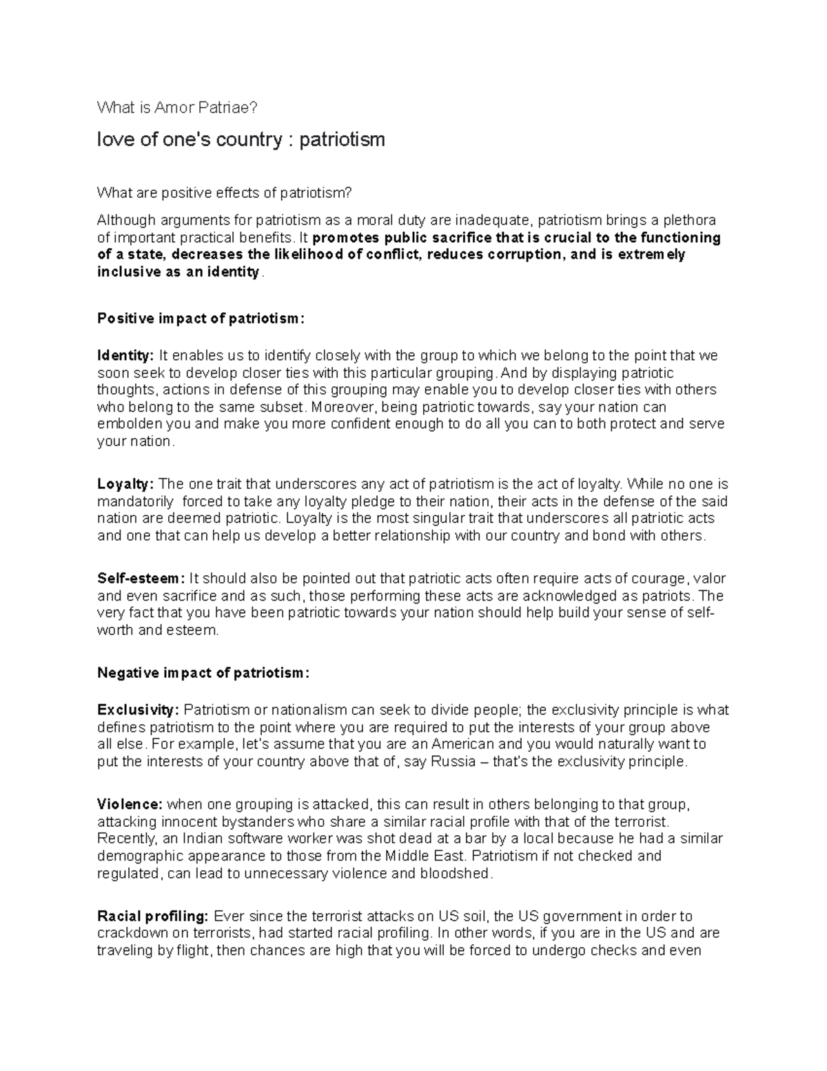 What is Amor Patriae - patriotism - What is Amor Patriae? love of one's ...