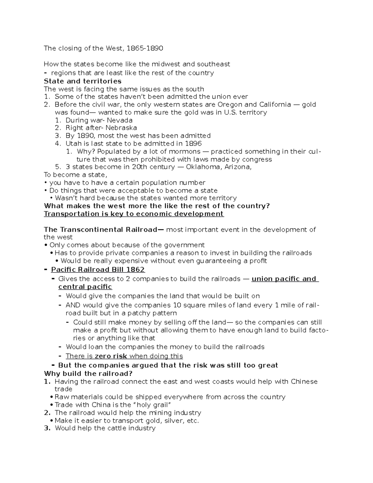 The Closing of the West - Some of the states been admitted the union ...