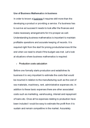 Business Math For Dummies Cheat Sheet - Math is an important part of ...