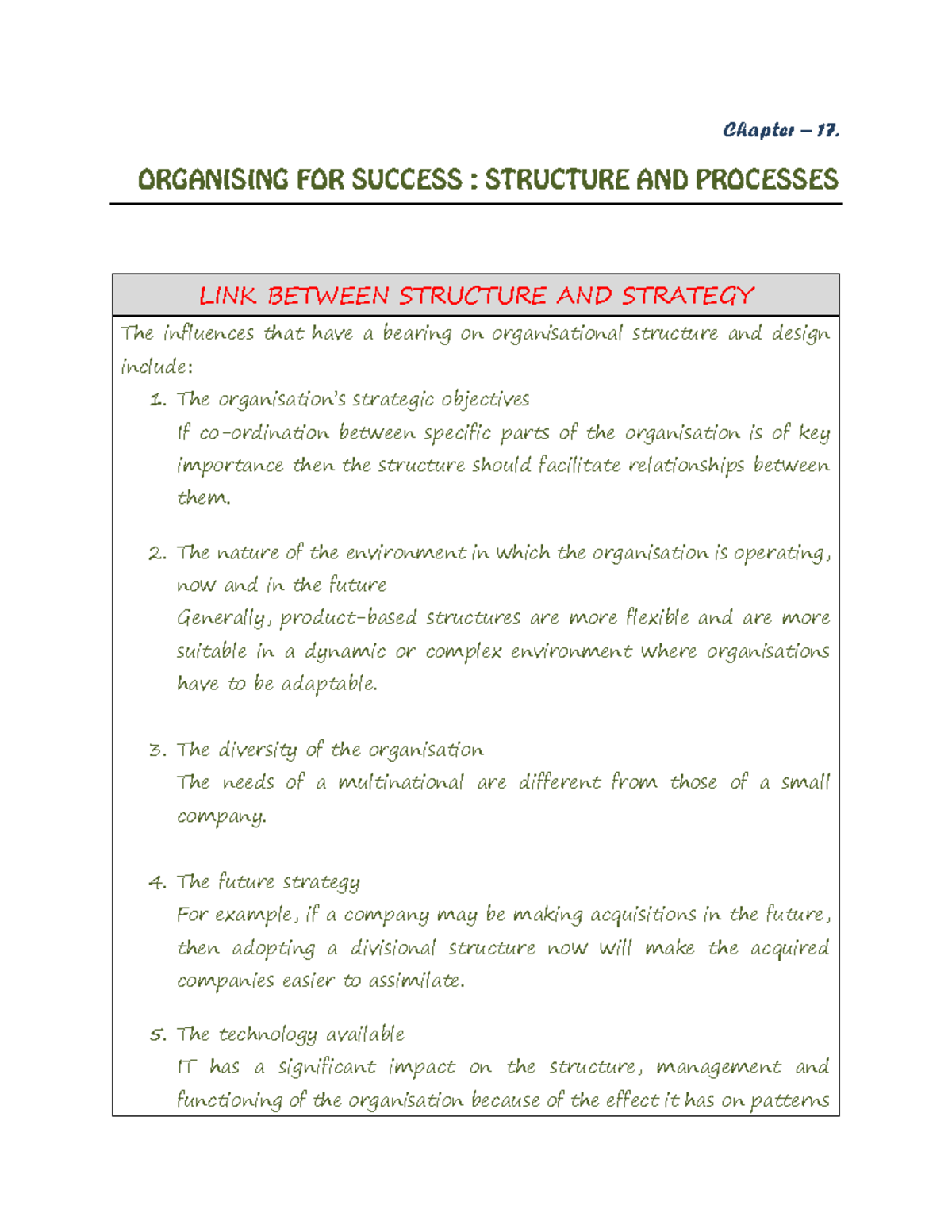 SBL Chp17 - XCVBN - Chapter – 17. ORGANISING FOR SUCCESS : STRUCTURE ...