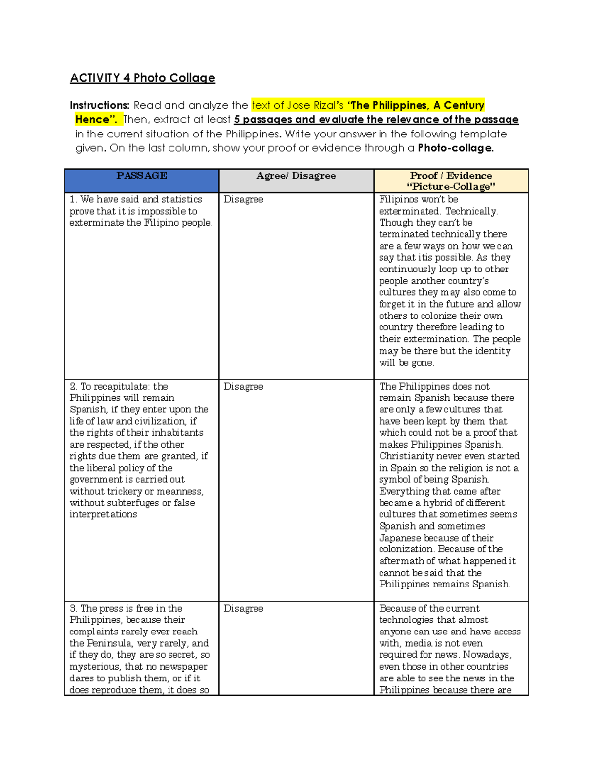 4 Photo Collage - ACTIVITY 4 Photo Collage Instructions: Read and ...