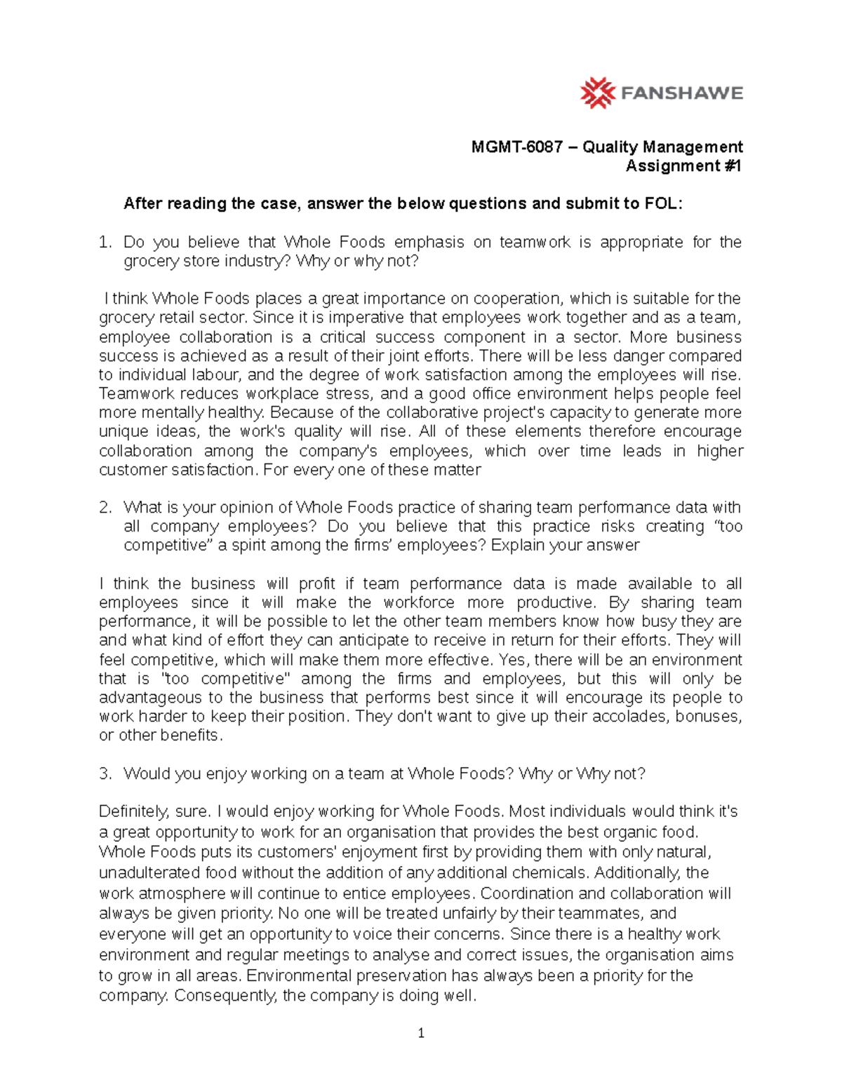 Assignment 1 - Module 3 - Quality Teams (1) Manish Manunatha - MGMT ...