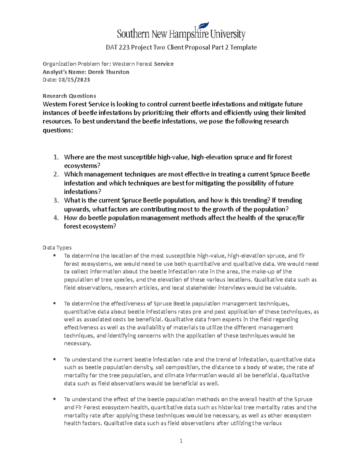 DAT 223 Project Two - DAT 223 Project Two Client Proposal Part 2 ...