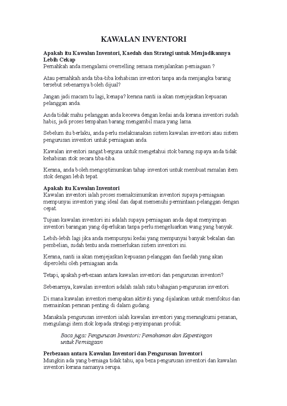 Inventory Control (22) - KAWALAN INVENTORI Apakah itu Kawalan Inventori ...