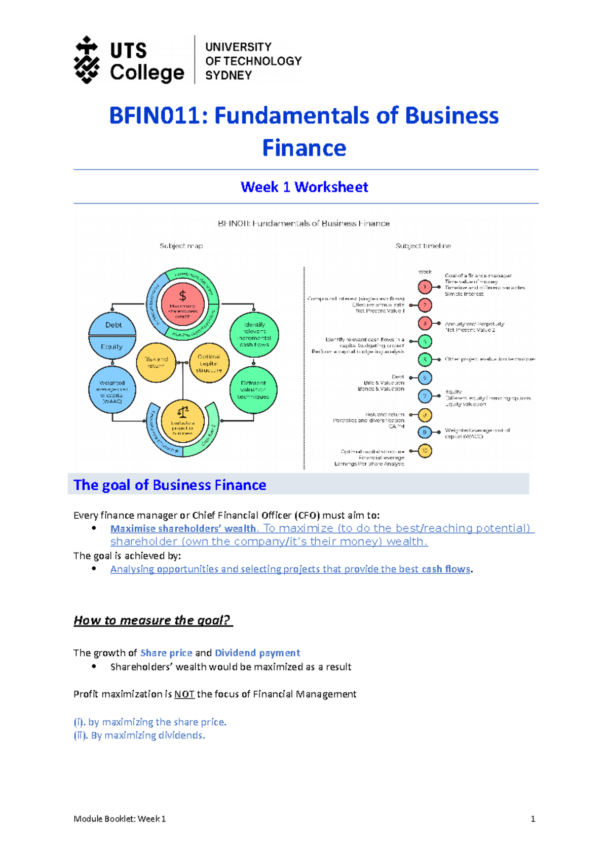 Week 1 Worksheet - BFIN011: Fundamentals of Business Finance Week 1 ...