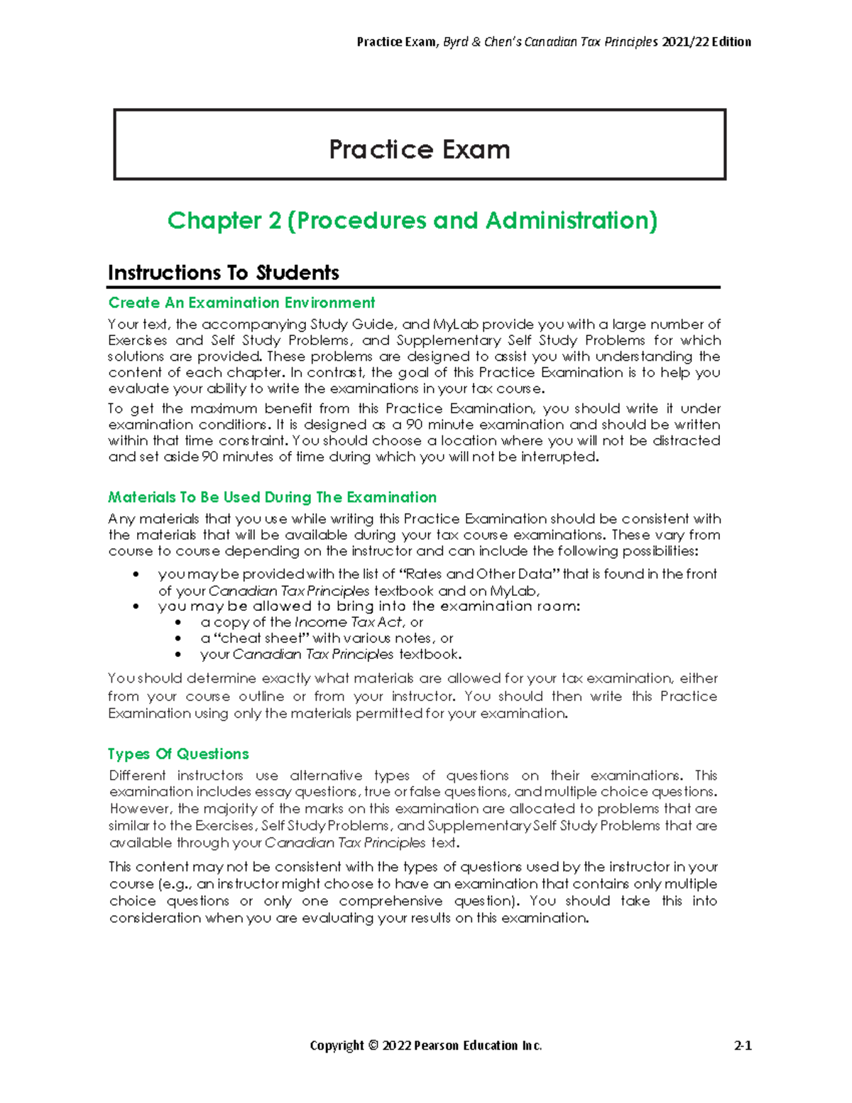 Byrd Chen 2022 Pr Exam Ch02 - Chapter 2 (Procedures and Administration ...