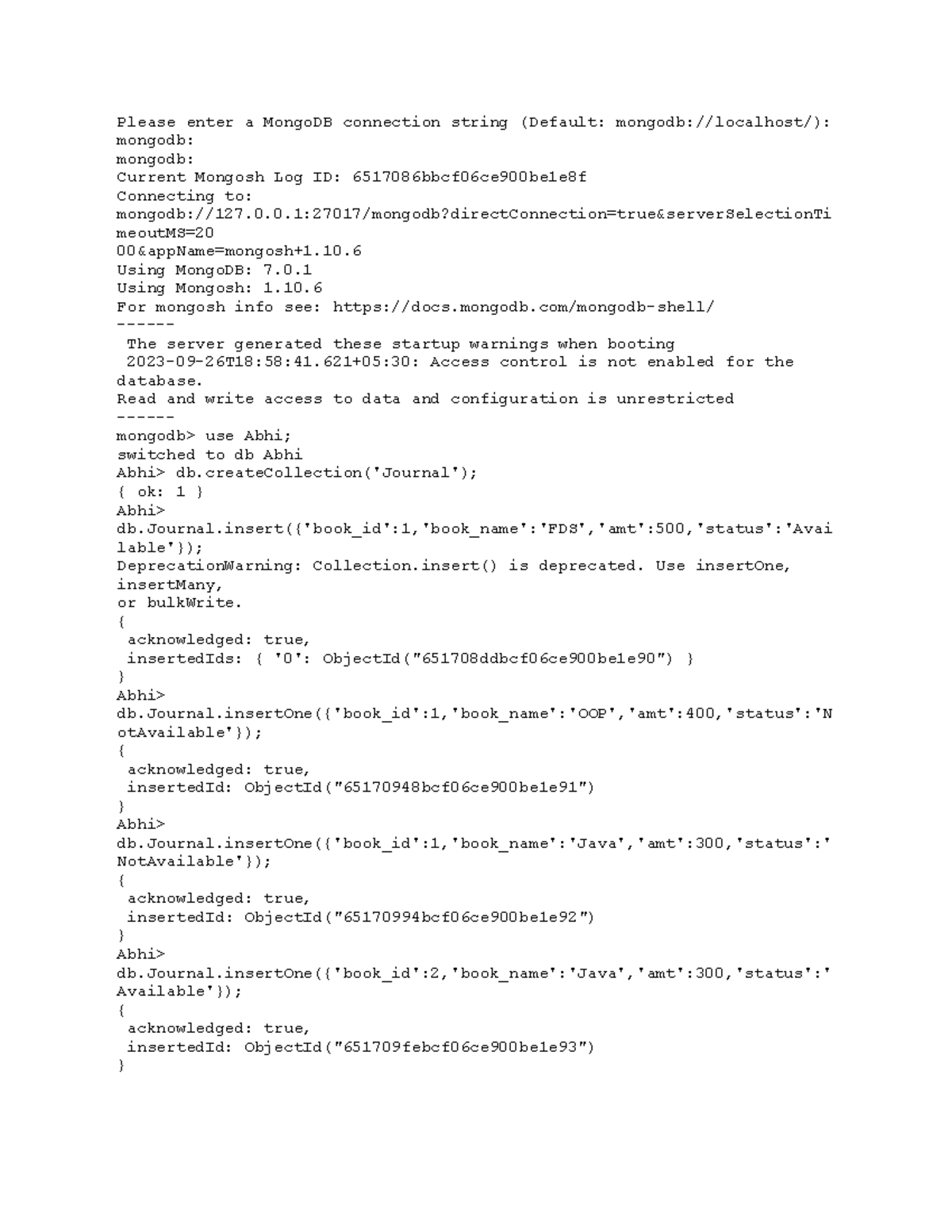 DBMS-11 - jcnsjdhbu - Please enter a MongoDB connection string (Default ...