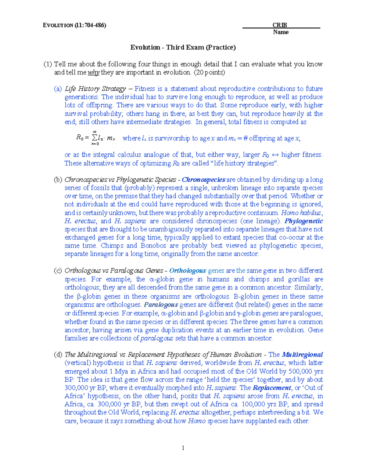 the Practice three - Name Evolution - Third Exam (Practice) (1) Tell me ...