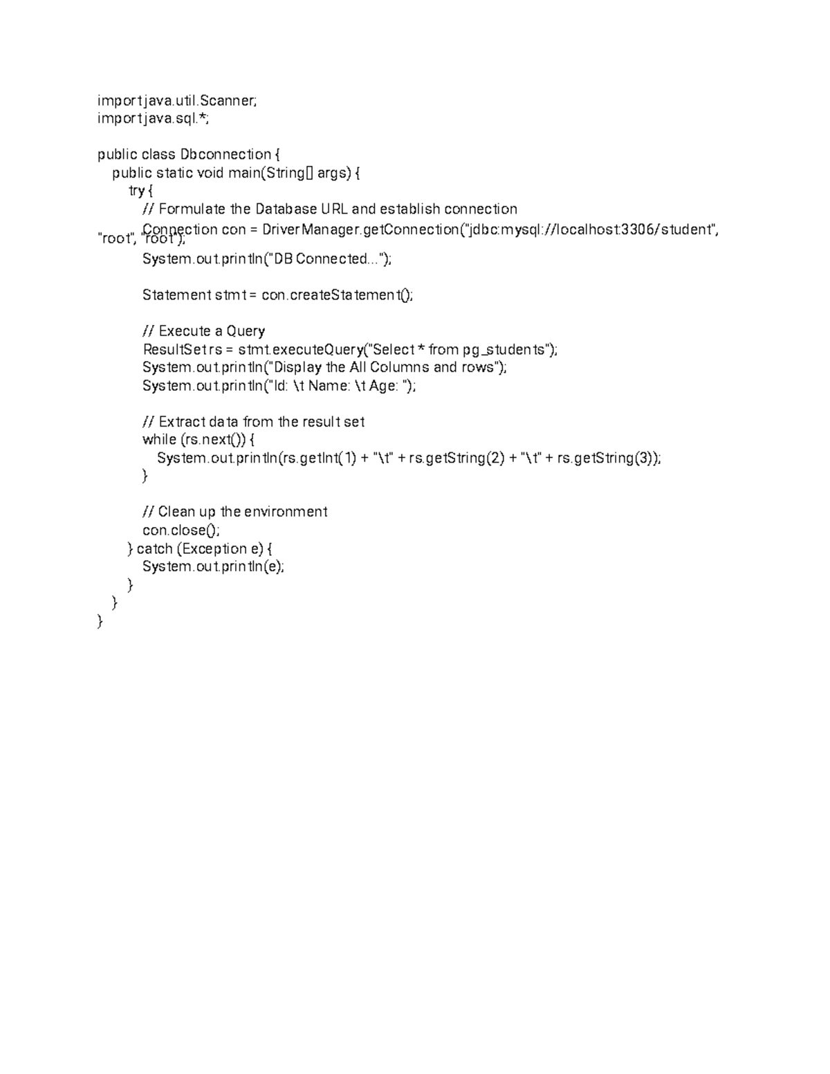 Import java.uti-WPS Office - import java.util; import java.*; public class Dbconnection { public ...