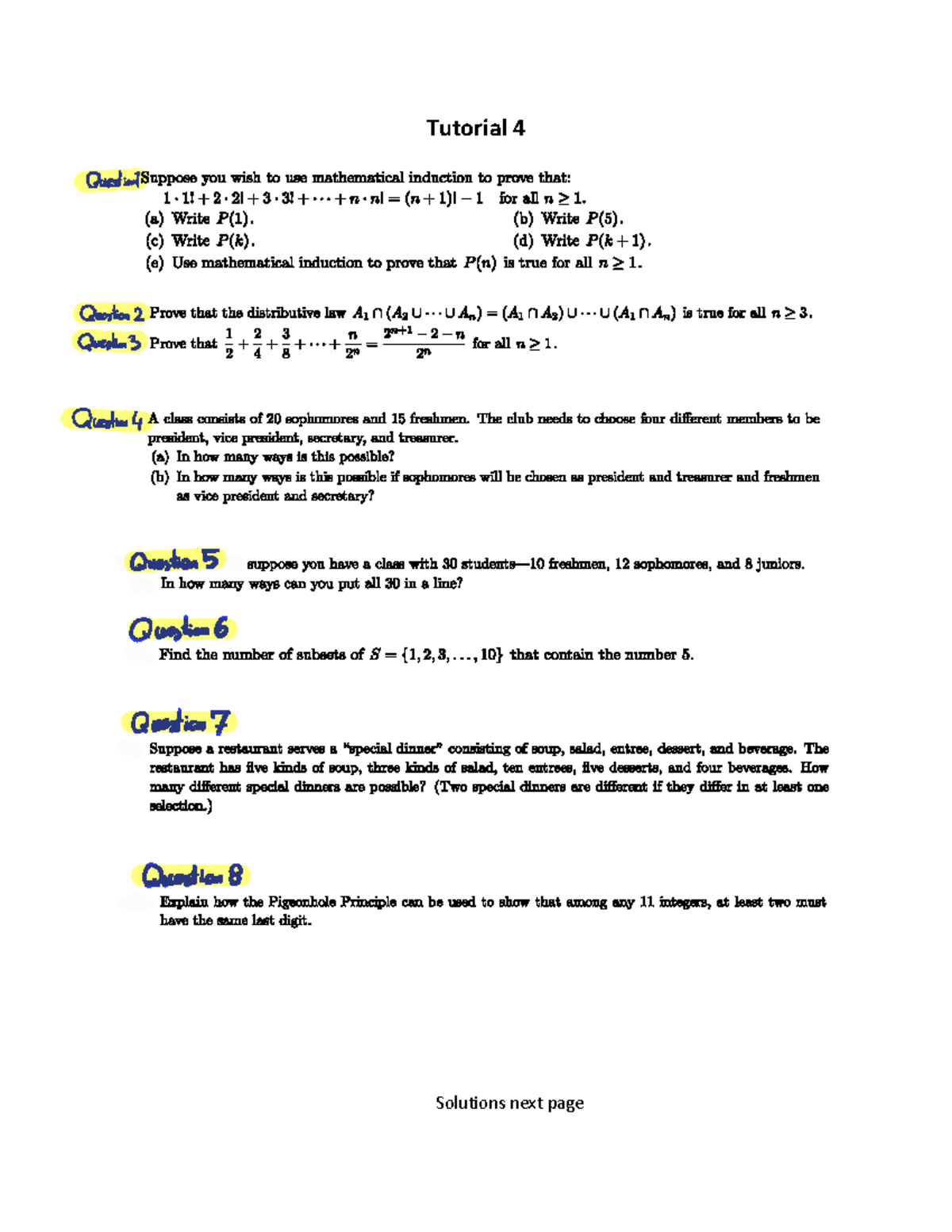 Tutorial-Session 4 - tutorial 4 - COEN 231 - Tutorial 4 Solutions next page - Studocu