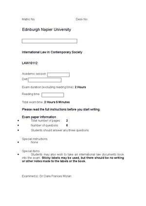Case Summaries for Exam - SS Lotus Case France v Turkey 1927 Brief Fact ...
