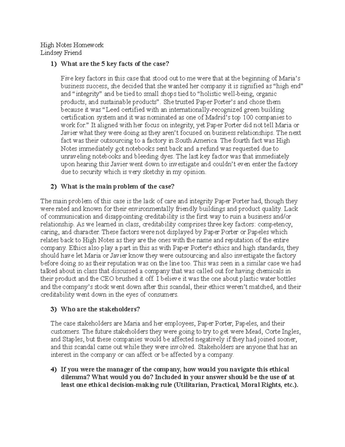 High Notes Homework - High Notes Homework Lindsey Friend What are the 5 ...