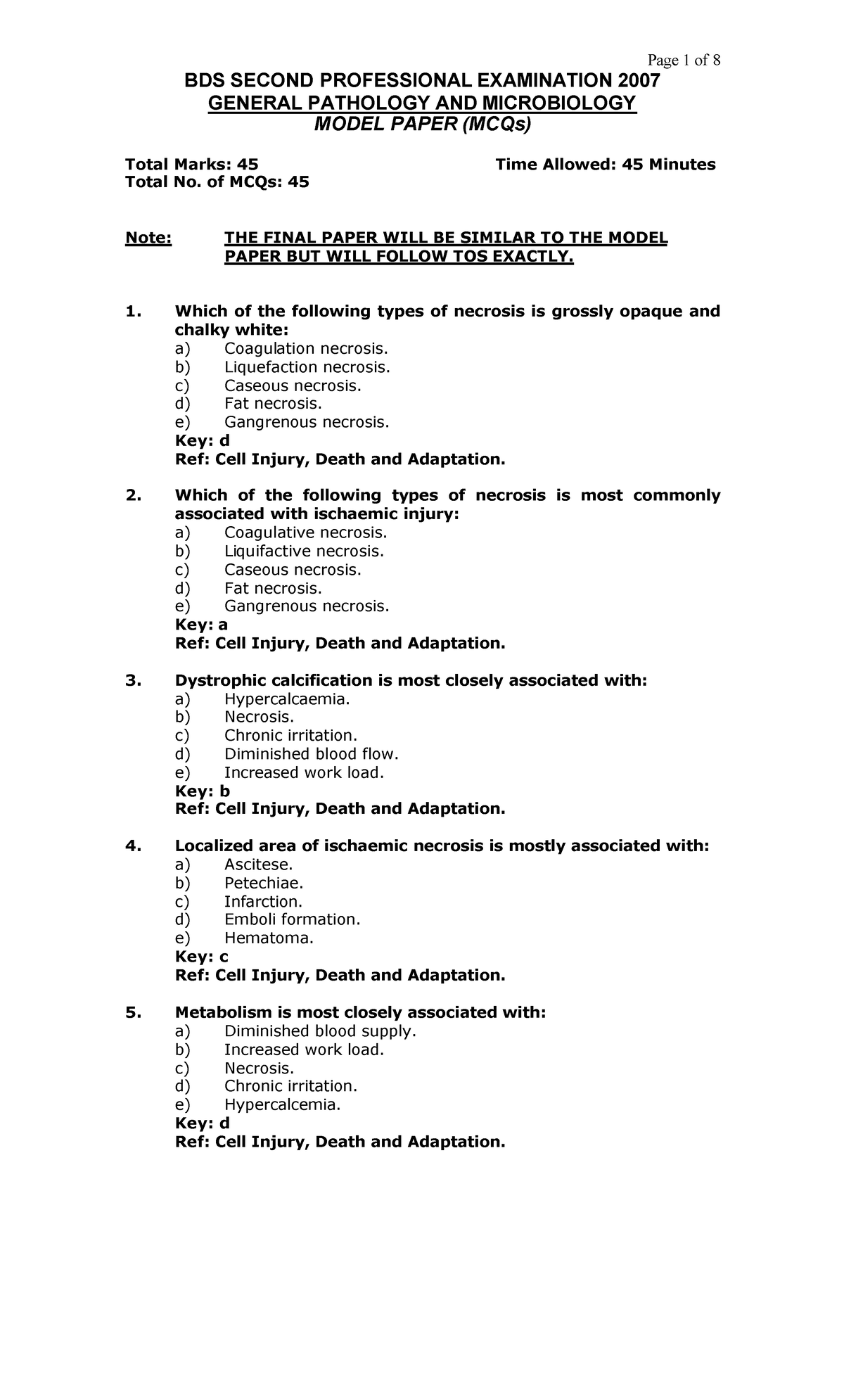 Httpswww.uhs.edu - Notes - BDS SECOND PROFESSIONAL EXAMINATION 2007 ...