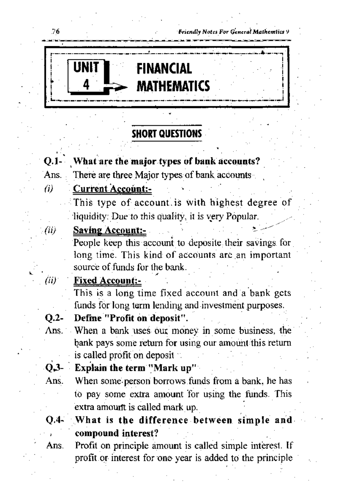 Unit04-financial-mathematics - FINANCIAL MARKETS AND INSTITUTIONS - Studocu