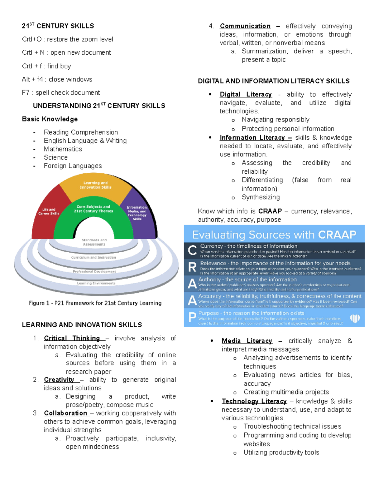 21ST Century Skills Lesson 1 - 21 ST CENTURY SKILLS Crtl+O : restore ...