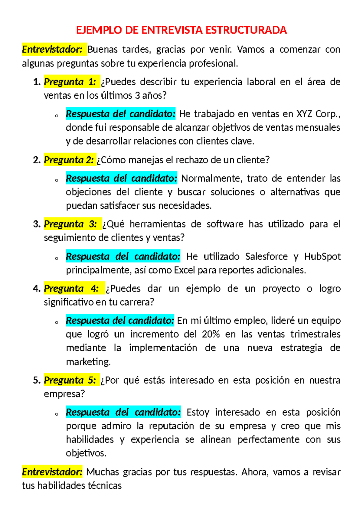 Ejemplo DE Entrevista S - EJEMPLO DE ENTREVISTA ESTRUCTURADA ...