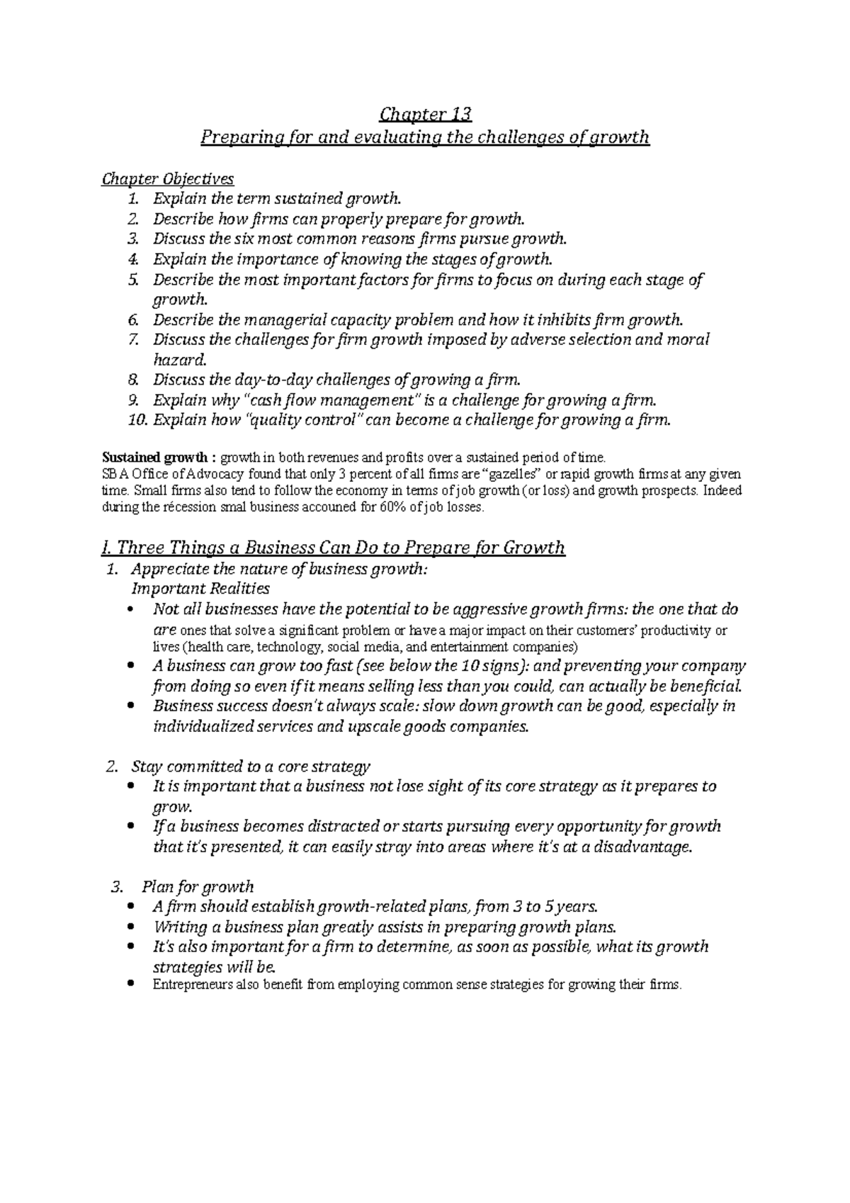 Chapter 13 COMM 320 - Lecture notes 13 - Chapter 13 Preparing for and ...