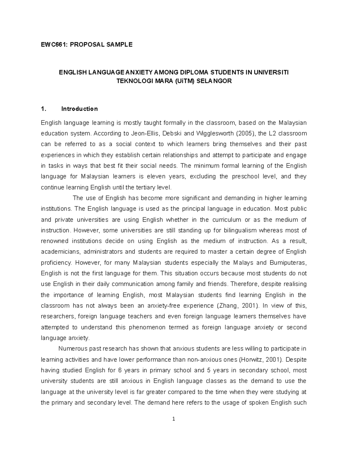 EWC661 Proposal Sample English Language - EWC661: PROPOSAL SAMPLE ...
