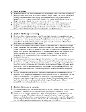 Task 4 D172 - passed - Evaluating Assessment Practices A An exit slip is an assessment practice ...