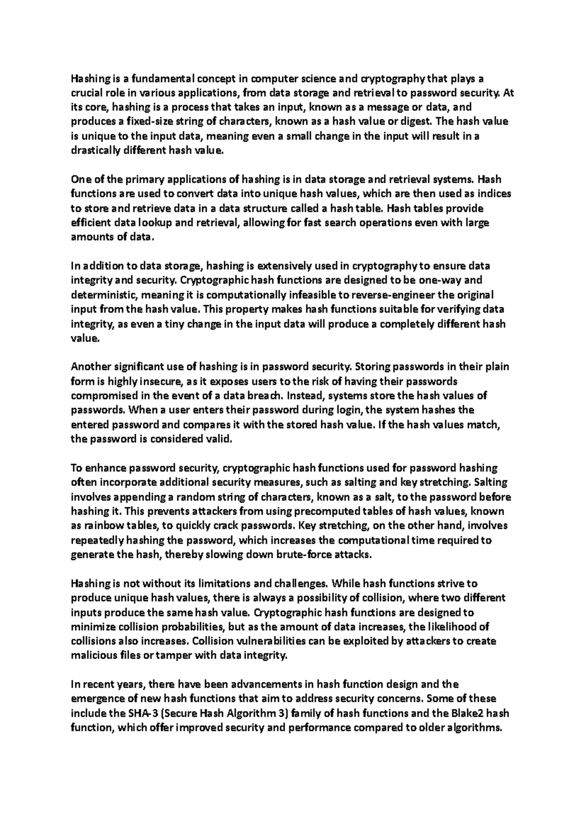 Summary-hashing 101 - Summary on hashing - Hashing is a fundamental concept in computer science ...