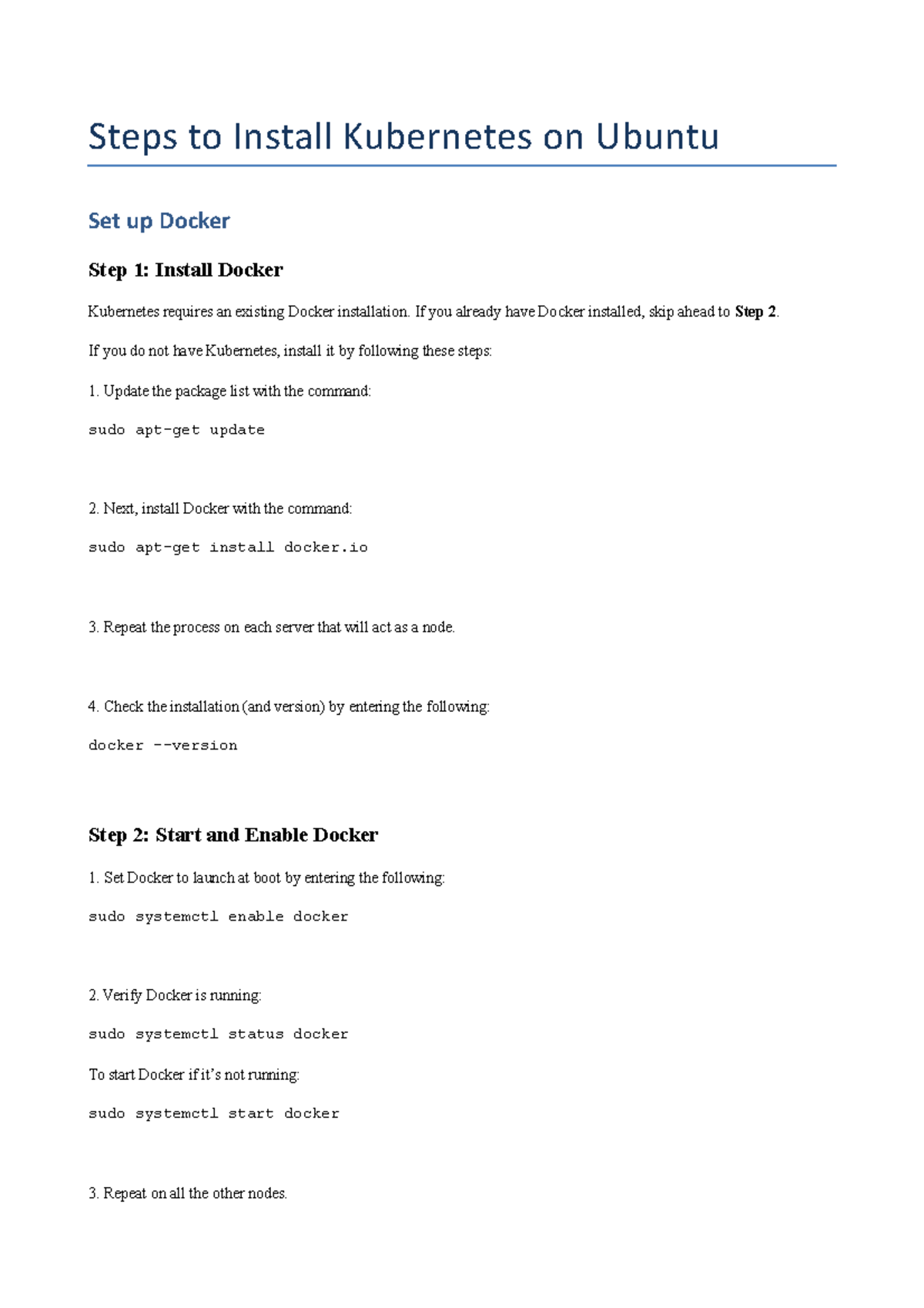 Install Kubernetes Cluster On Ubuntu Steps To Install Kubernetes On Ubuntu Set Up Docker Step