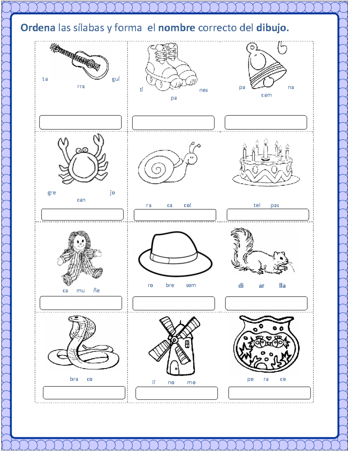 Cuadernillo de trabajo silabico alfabetico - Ordena las sílabas y forma ...