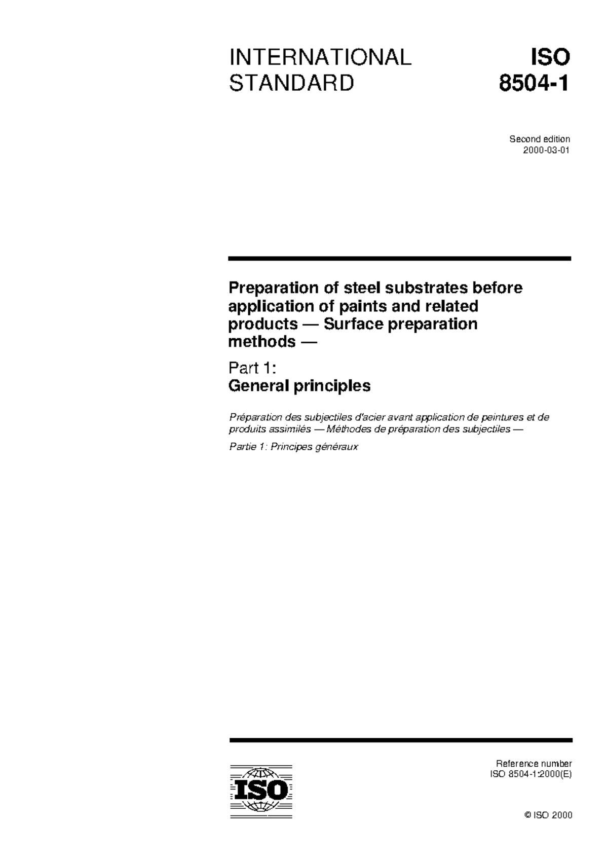 ISO 8504-1-2000-03 - specifications - Reference number ISO 8504-1:2000 ...