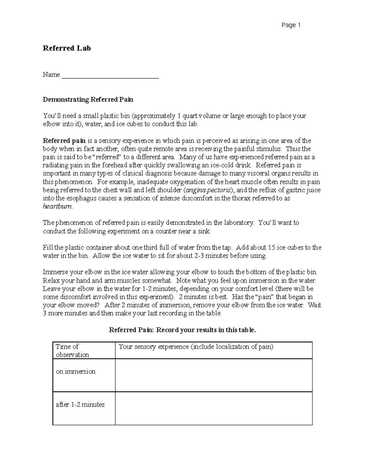 06 Referred Pain Lab - notes - Page 1 Referred Lab Name ...
