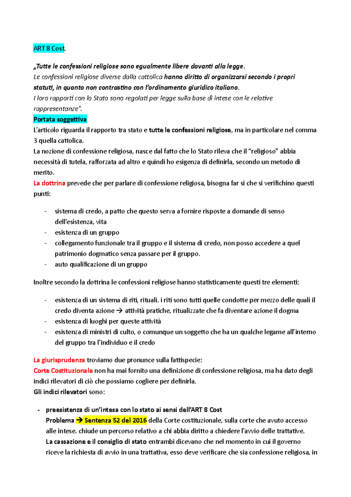 ART 8 Cost diritto ecclesiastico libro casuscelli - ART 8 Cost. „Tutte ...
