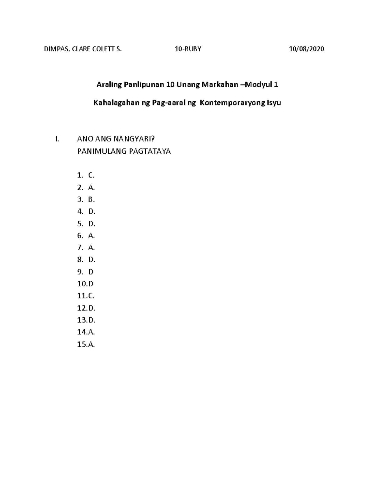 AP 10 - Quarter 1 - Week 1 - DIMPAS, CLARE COLETT S. 10-RUBY 10/08 ...