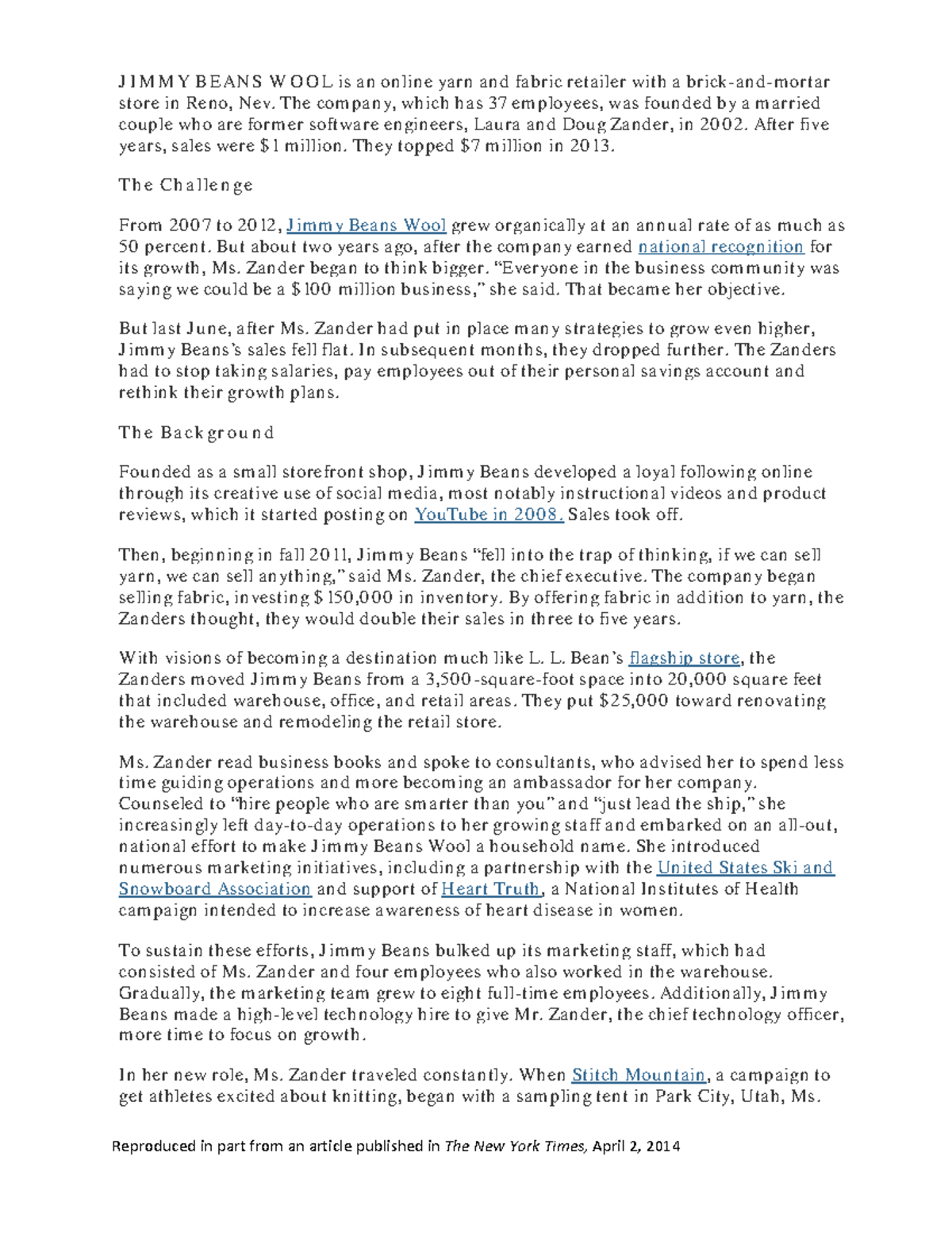 Jimmy Beans WOOL - student-1 - Reproduced in part from an article ...