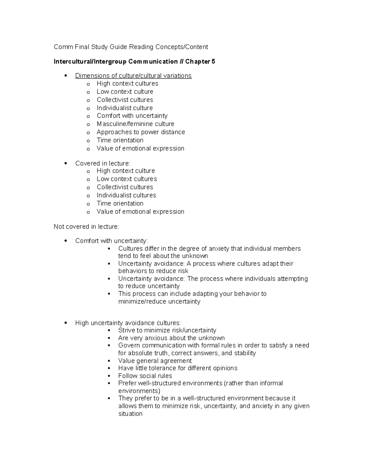 COMM 1 Final Study Guide and Reading Concepts - Comm Final Study Guide Reading Concepts/Content ...