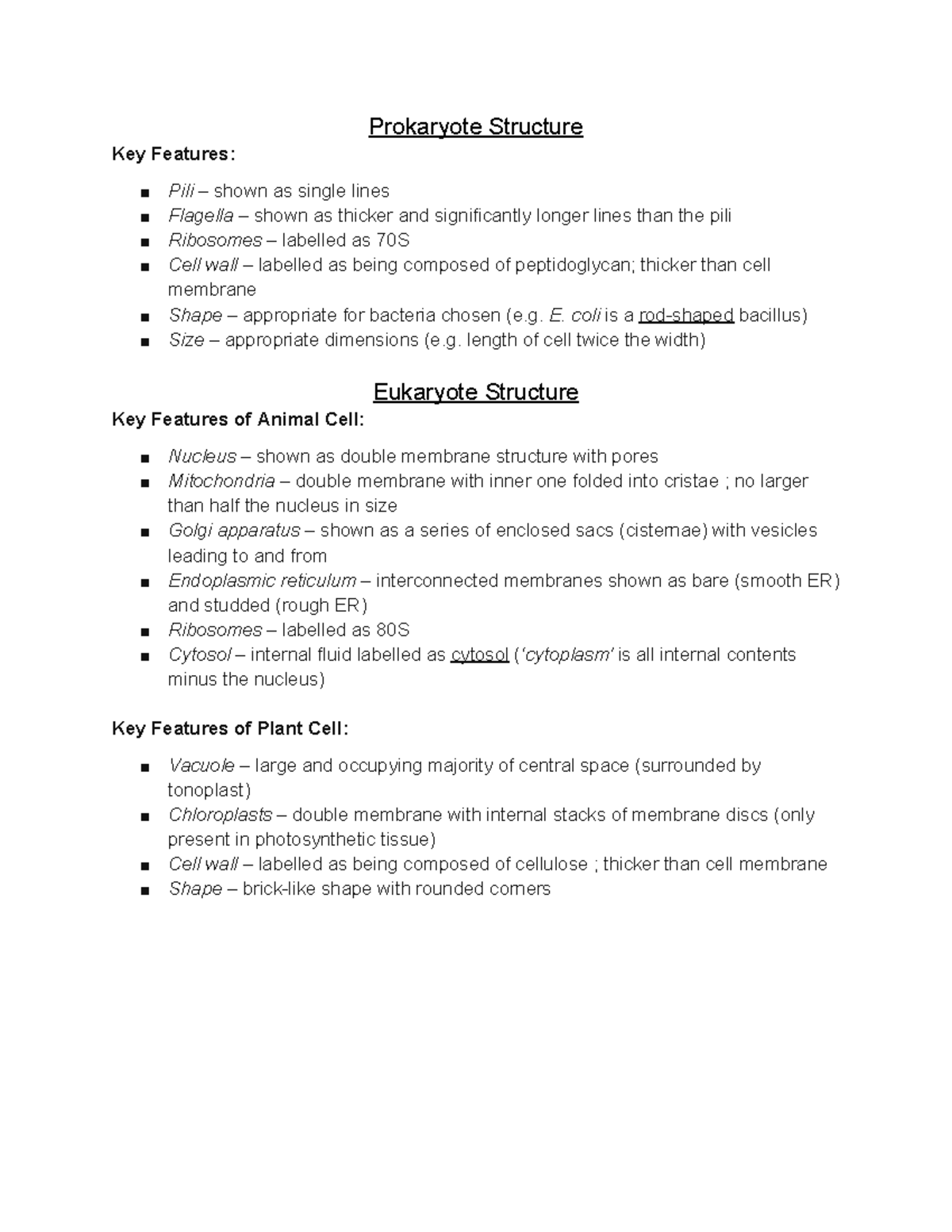 Cell Biology: Cell Structure - Prokaryotic and Eukaryotic Cell ...