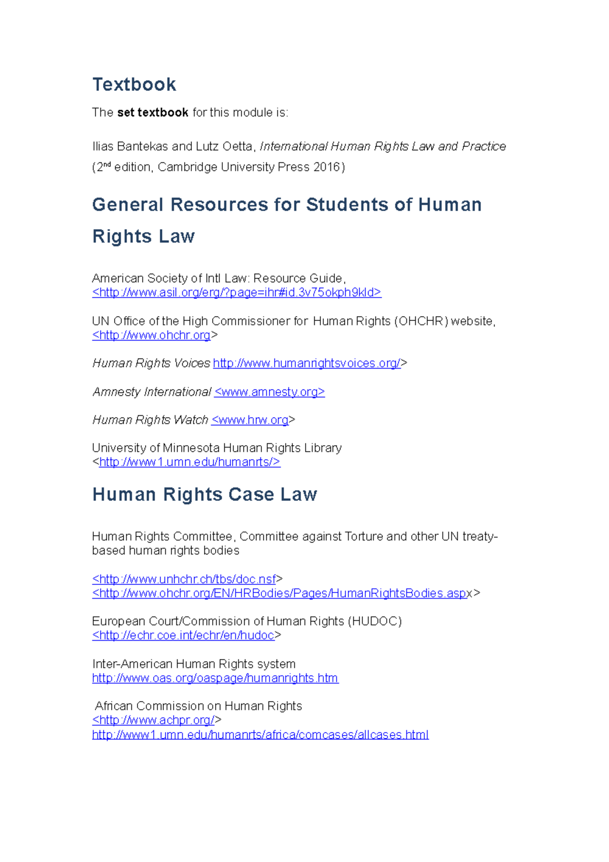 HR Intro, History, Reading list - Textbook The set textbook for this ...