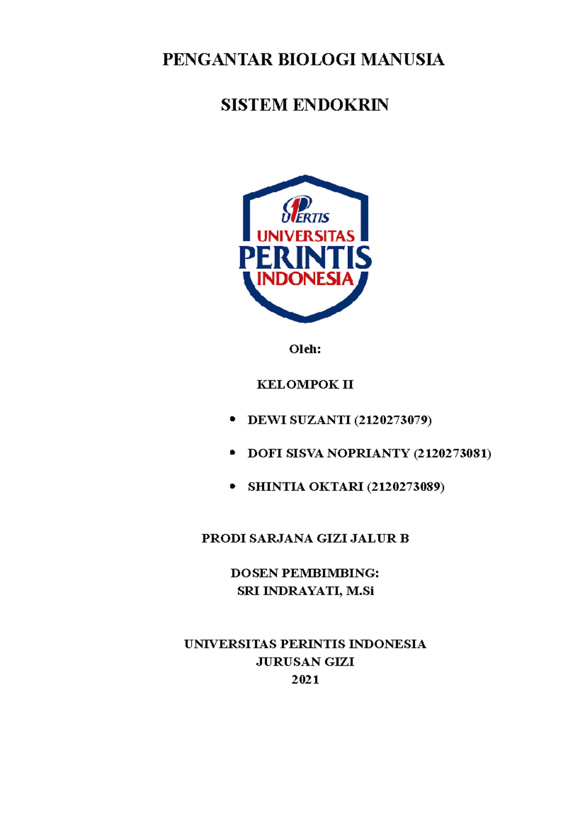 Makalah Sistem Endokrin Kelompok II - STr Gizi - Poltekkes Kemenkes ...