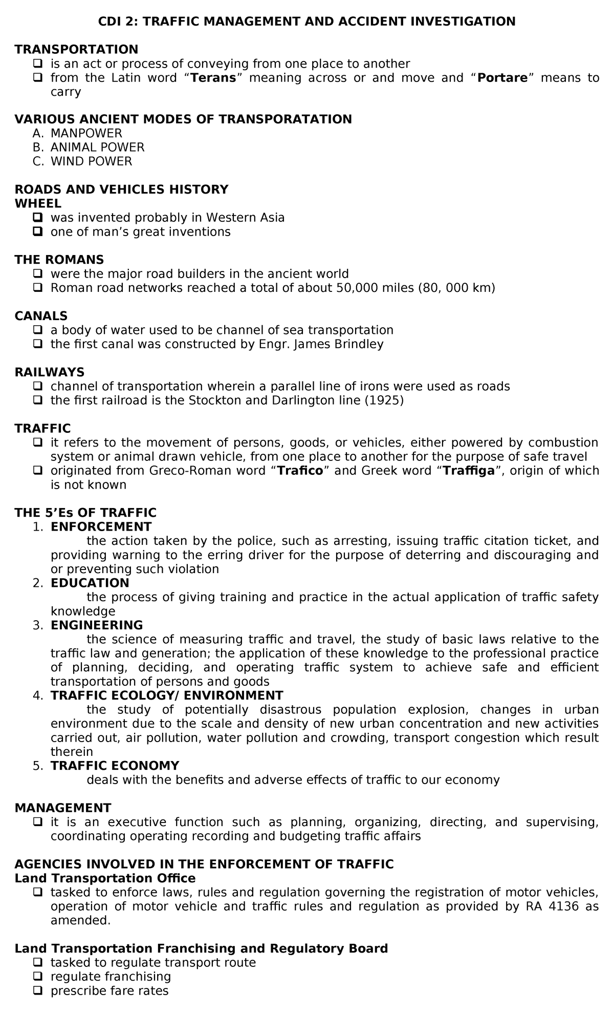 CDI 2 Traffic Management AND Accident Investigation - CDI 2: TRAFFIC ...