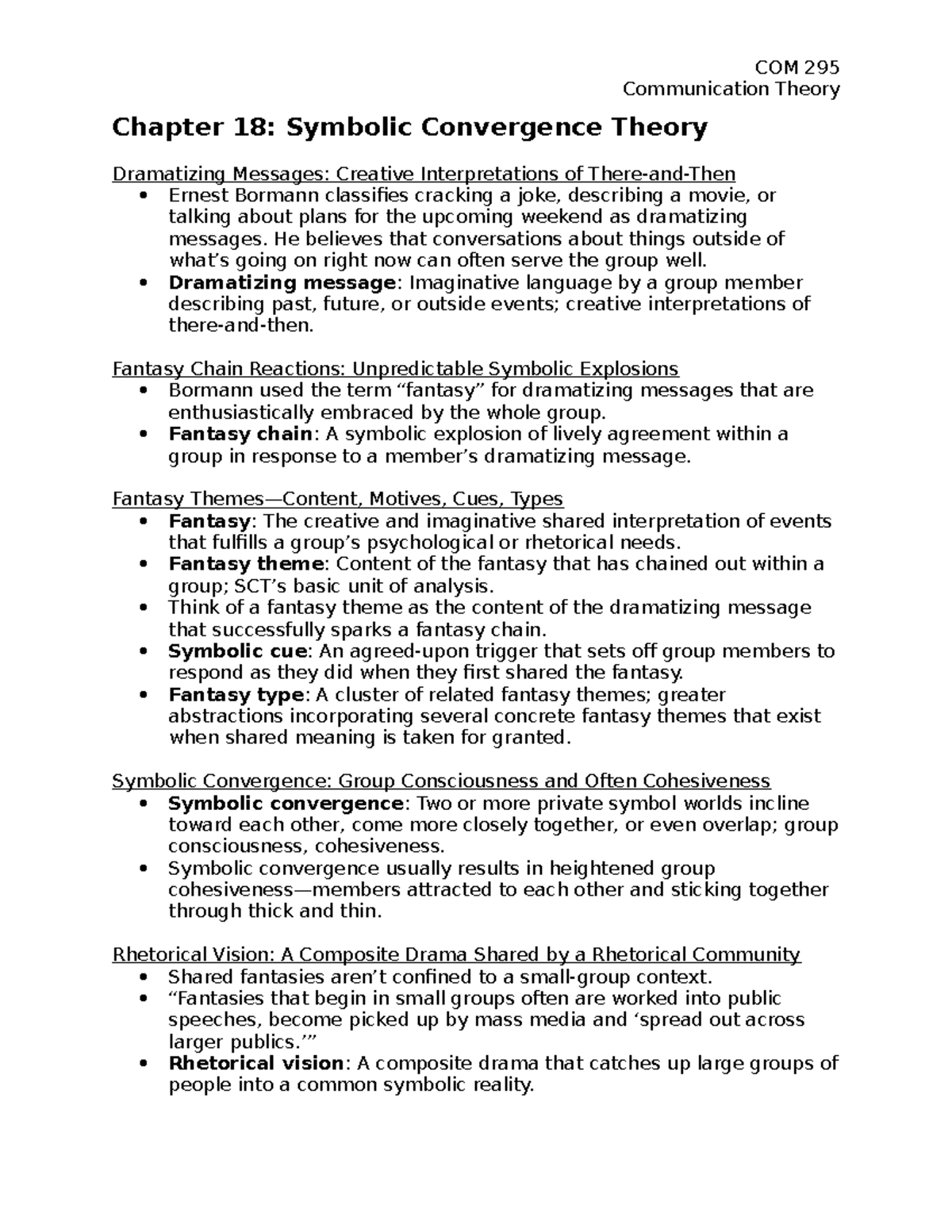 Chapter 18 Symbolic Convergence Theory - COM 295 Communication Theory ...